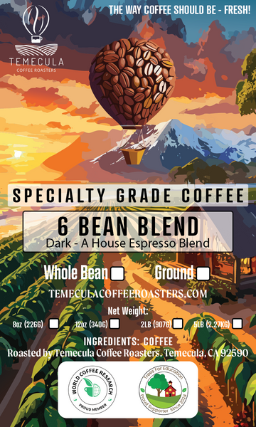 6-Bean Espresso Blend - Espresso Roast - Temecula Coffee Roasters