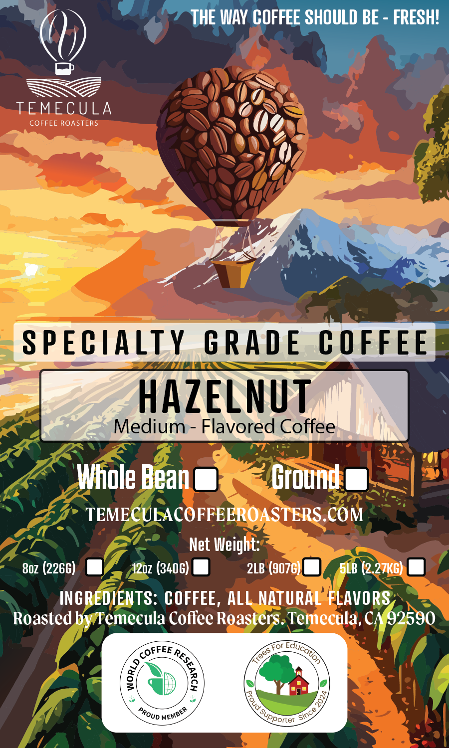 Hazelnut Flavored Coffee - Temecula Coffee Roasters