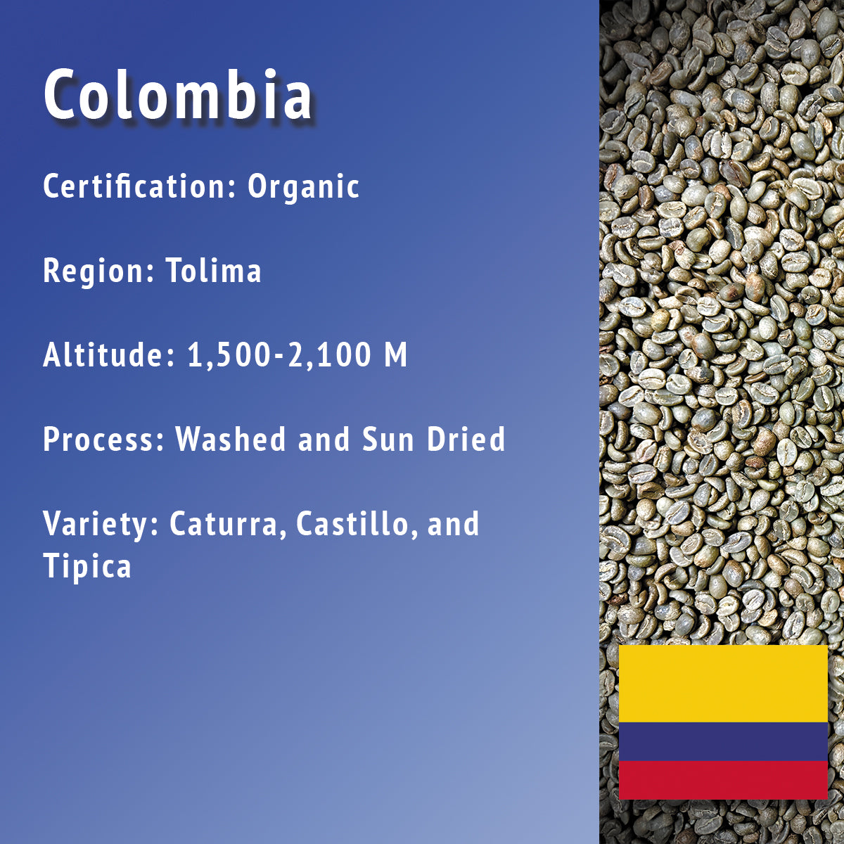 Colombia, Green Coffee - UNROASTED - Temecula Coffee Roasters